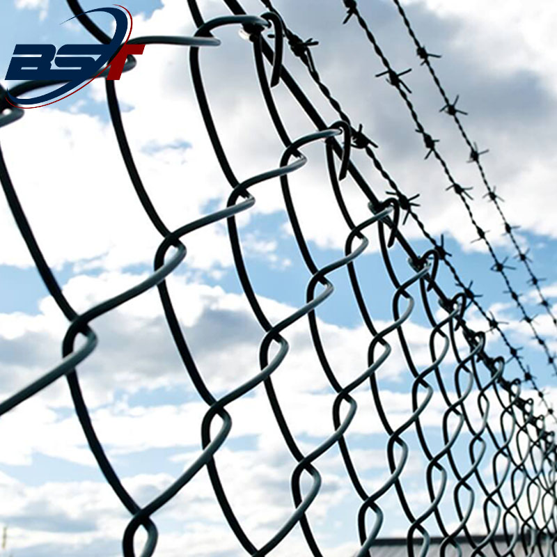 PVC coated chain link fence with razor wire for border - Buy PVC coated ...